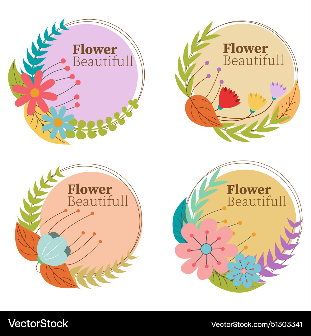 Colorful floral badges collection Royalty Free Vector Image