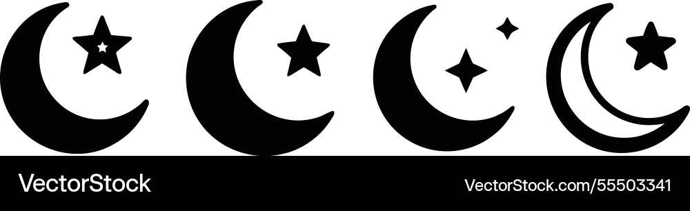 Crescent moon and star simple design Royalty Free Vector