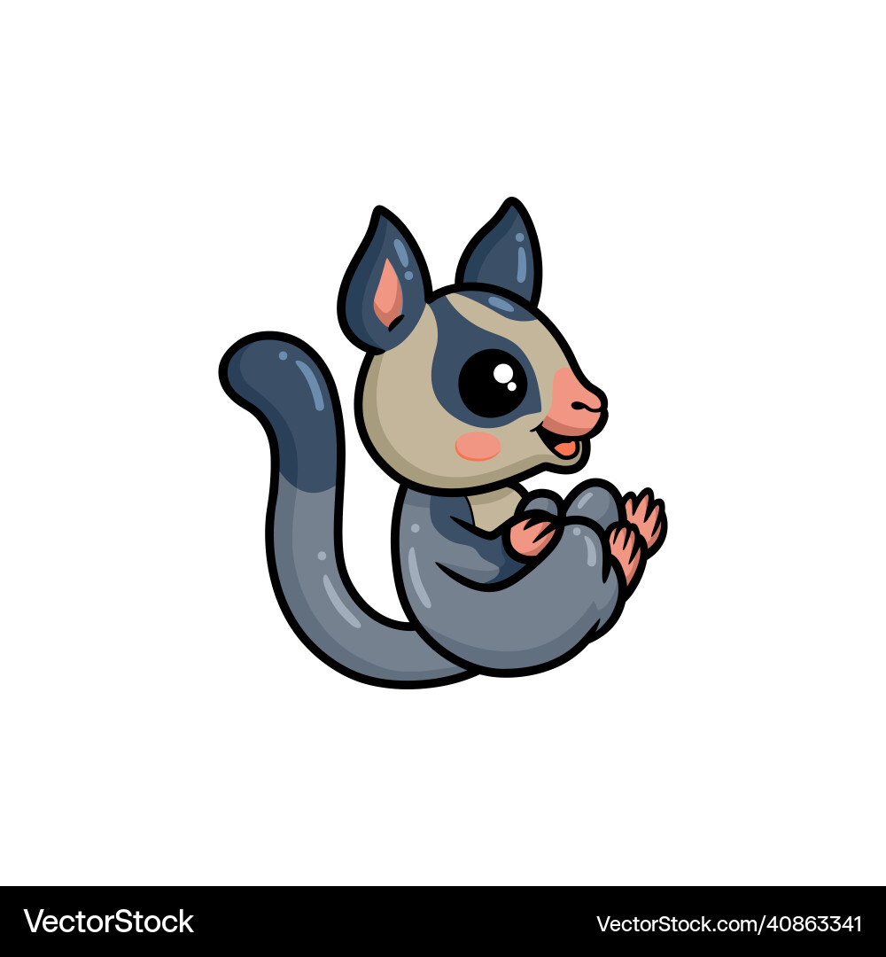 Cute little sugar glider cartoon sitting Vector Image