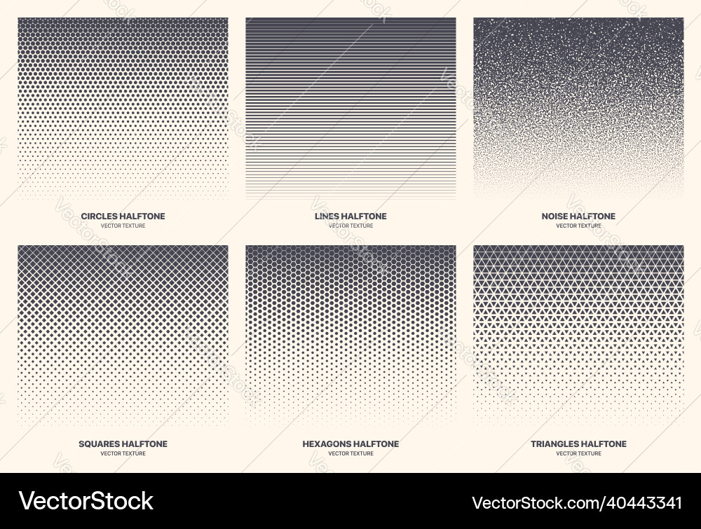 Different variations halftone border texture Vector Image