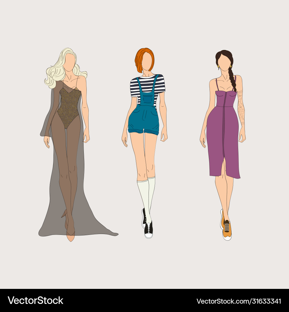 Fashion Model Sketches Royalty Free Vector Image
