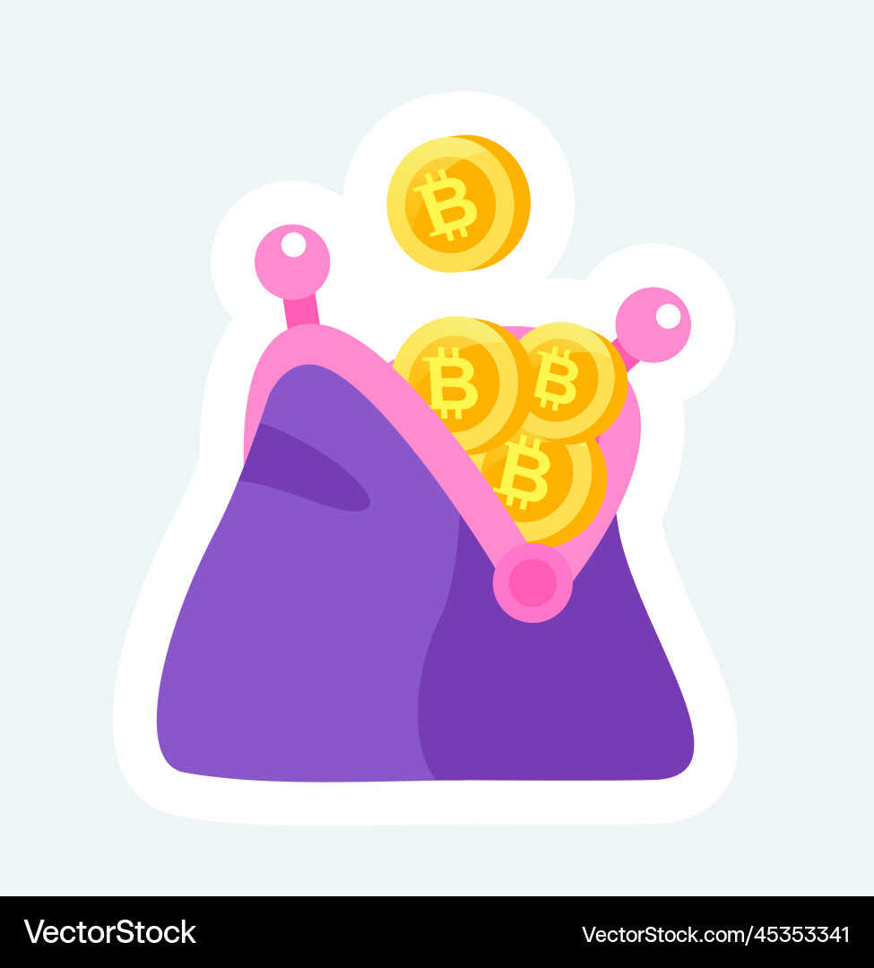 Golden Bitcoin Wallet Sticker Royalty Free Vector Image