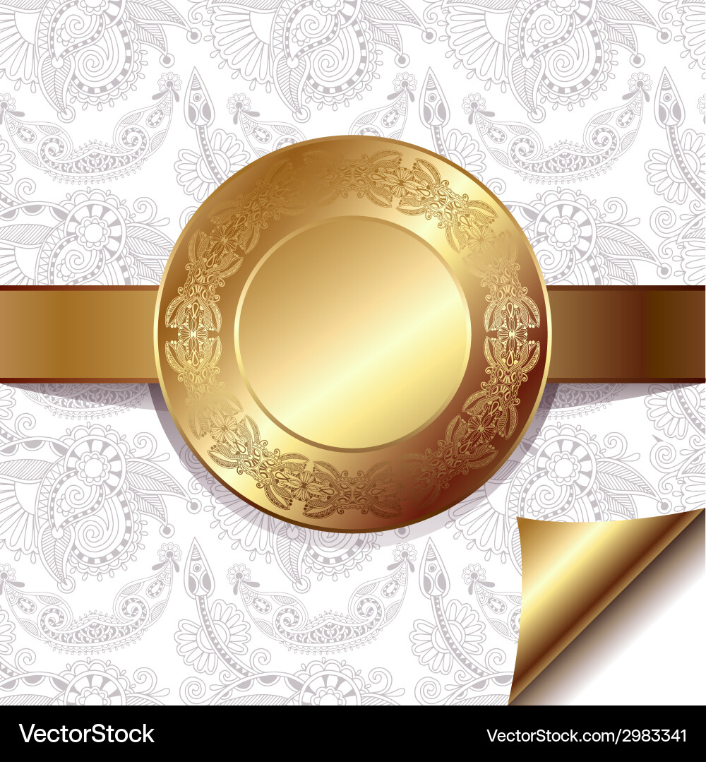 Light floral background with gold ribbon Vector Image