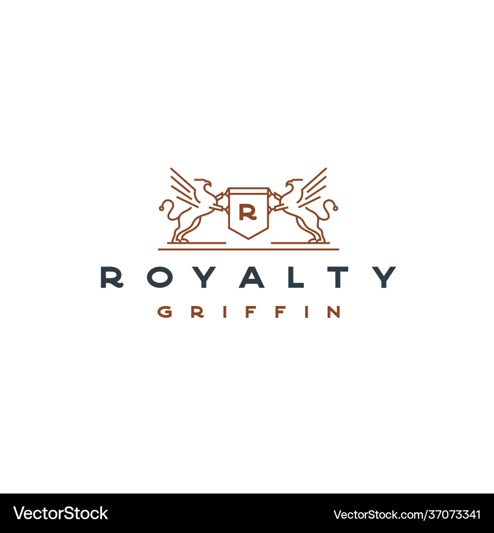 Line art griffin logo design template Royalty Free Vector