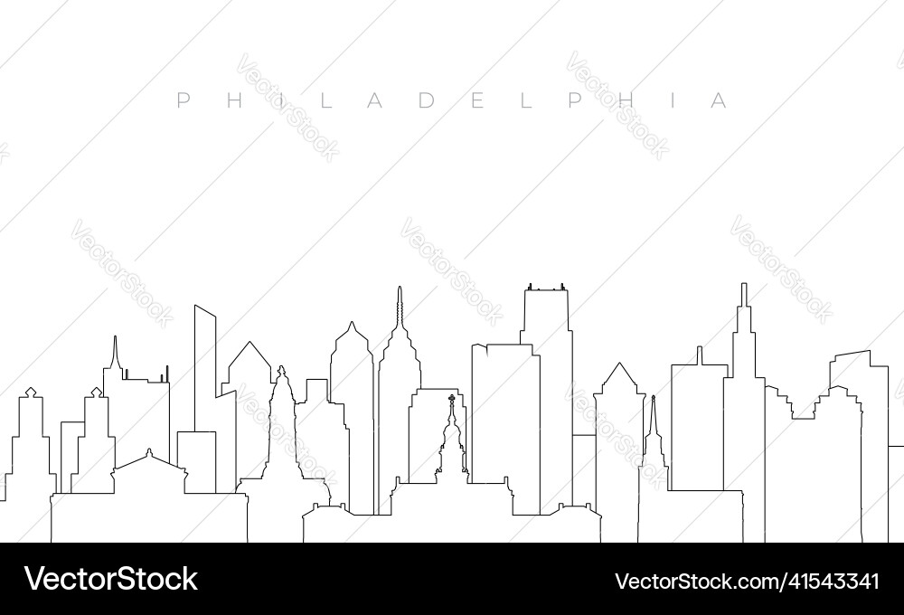 Philadelphia Skyline Outline Royalty Free Vector Image