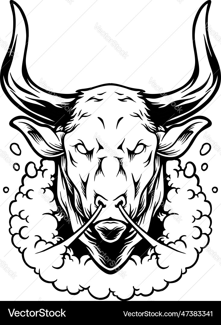 Zombie Bull Head Exhaling Smoke Royalty Free Vector Image