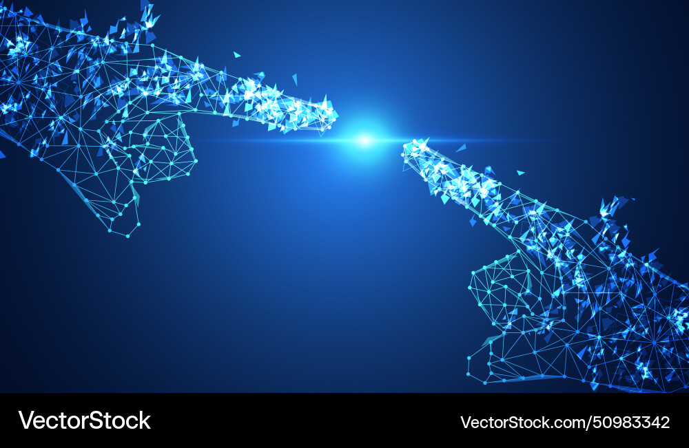 Blue ai digital finger pointing fingers against Vector Image