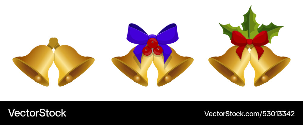Celebration bell collection golden holiday Vector Image