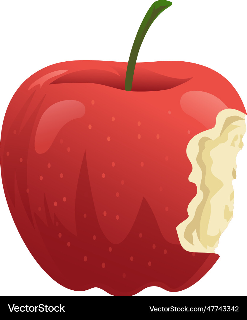 Fresh Bitten Red Apple - Flat Vector Royalty Free Vector