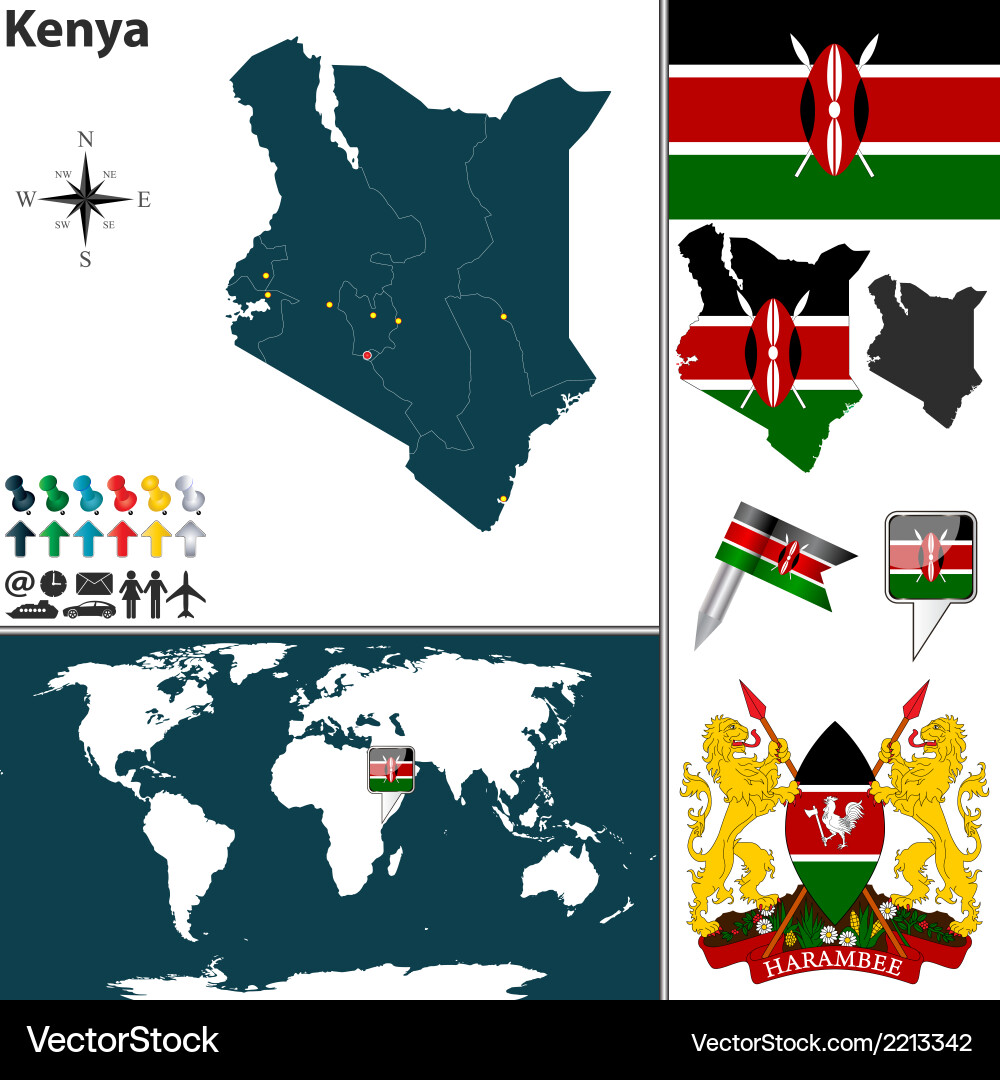 Kenya map Royalty Free Vector Image - VectorStock