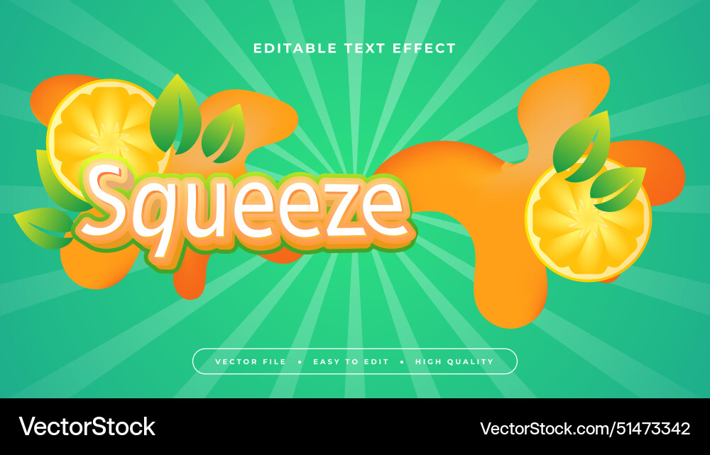 Orange yellow and white squeeze 3d editable text Vector Image