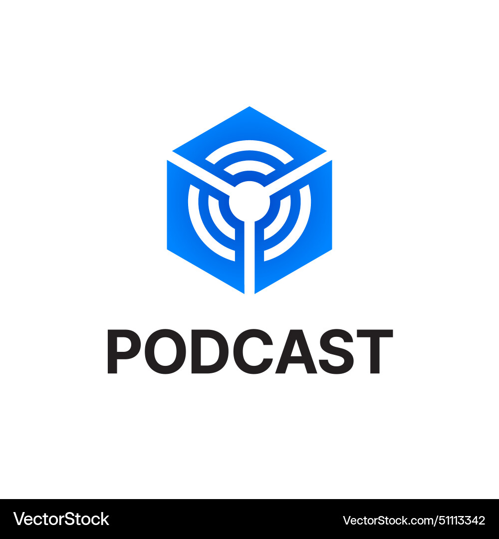 Podcast wave sound signal logo Royalty Free Vector Image