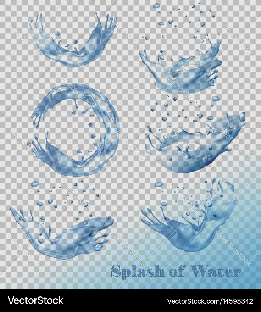 Splash of water on transparent background set Vector Image