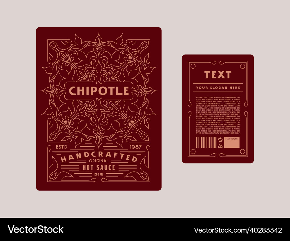 Template decorative label for chipotle chili sauce