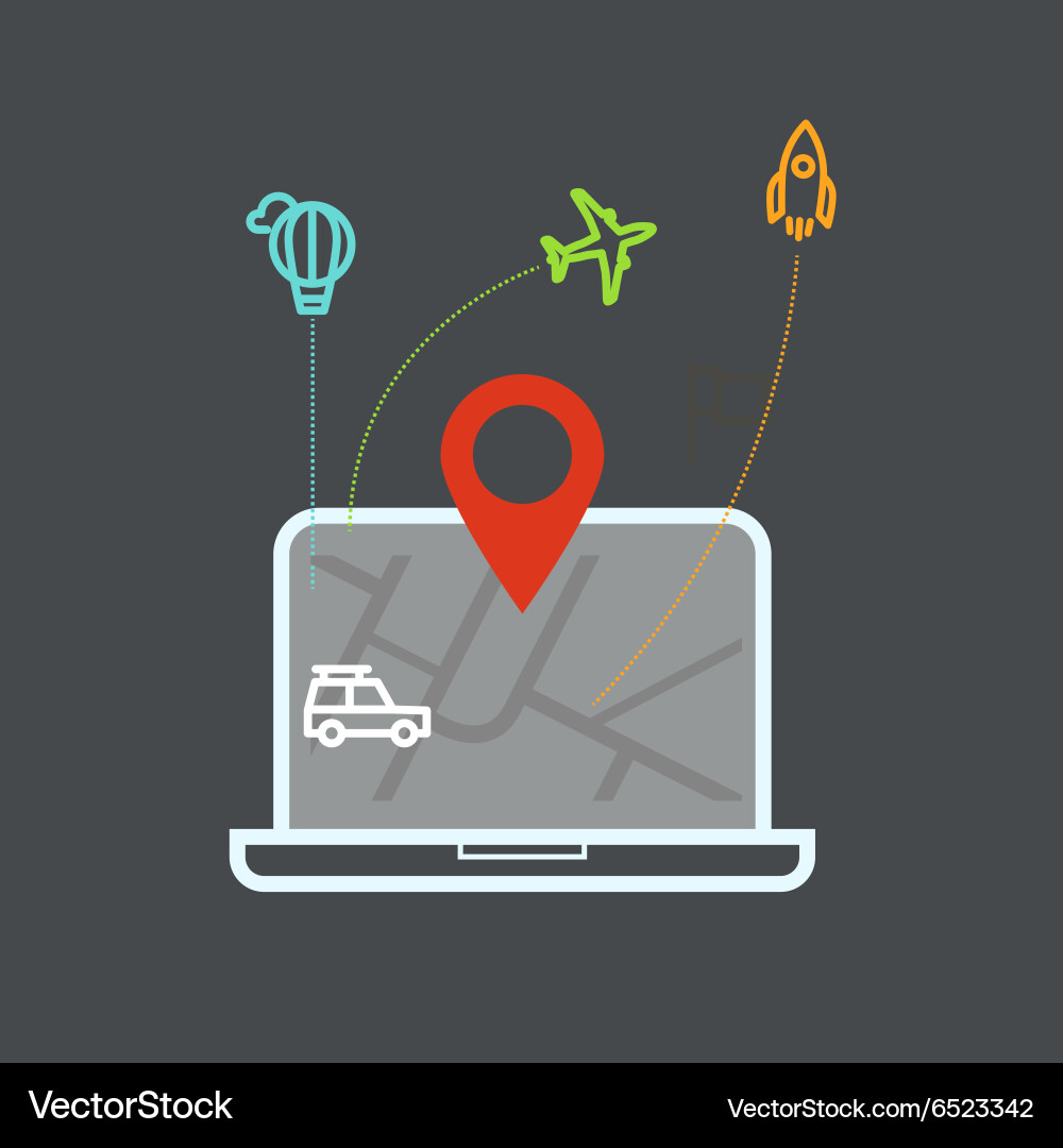Vehicles on the map Royalty Free Vector Image - VectorStock