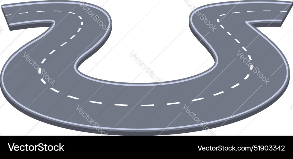 Winding road making a u turn on white background Vector Image