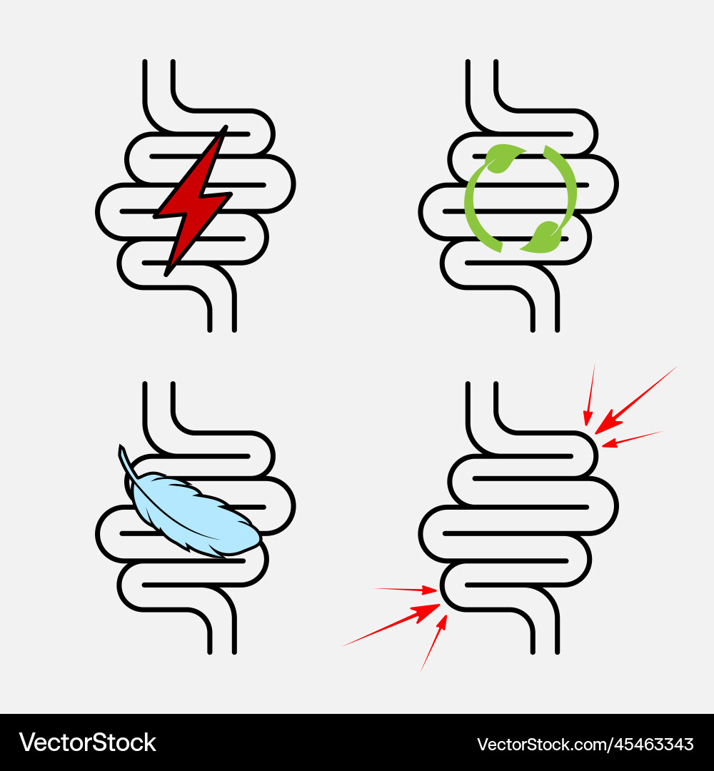 Abdominal bloating troubles set Royalty Free Vector Image