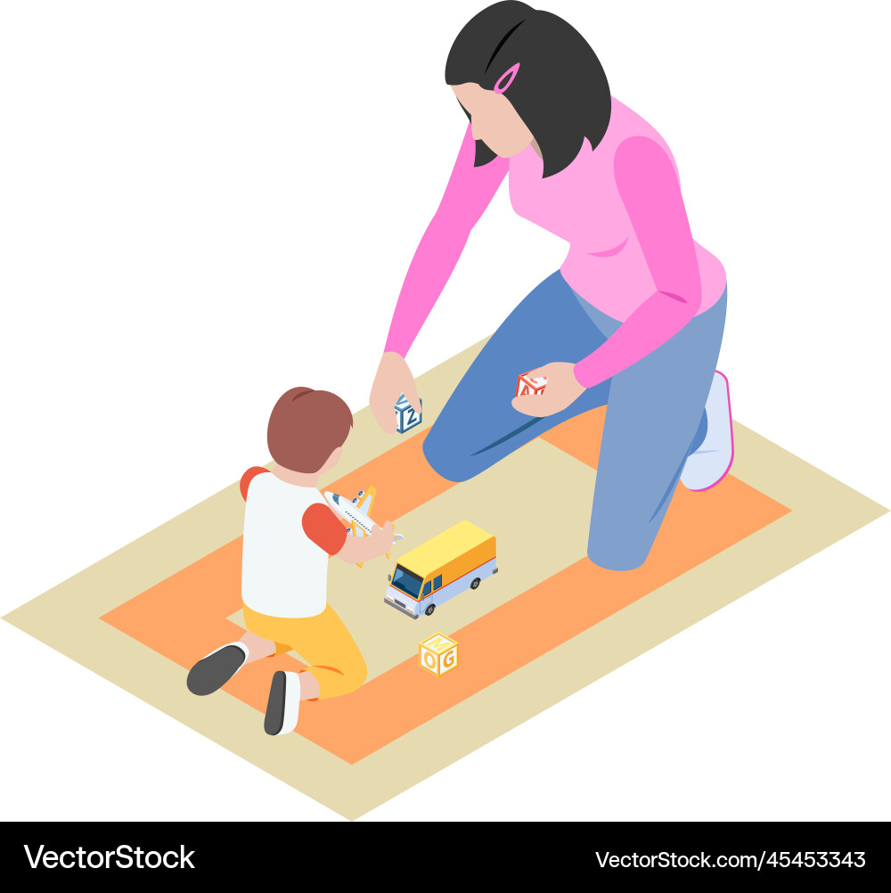 Babysitter isometric Royalty Free Vector Image