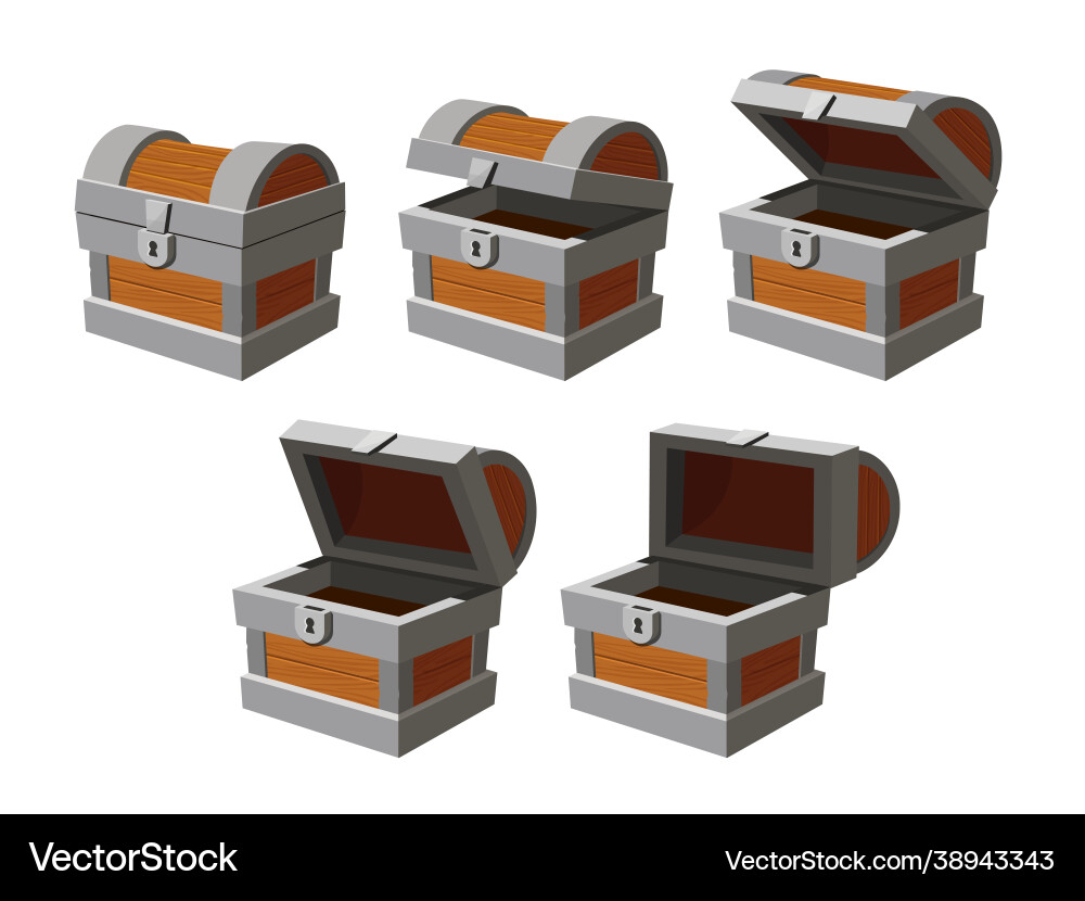 Chest animation cartoon empty treasure casket Vector Image