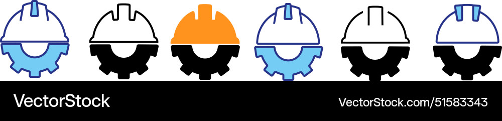 Construction helmet on the gear icons set Vector Image