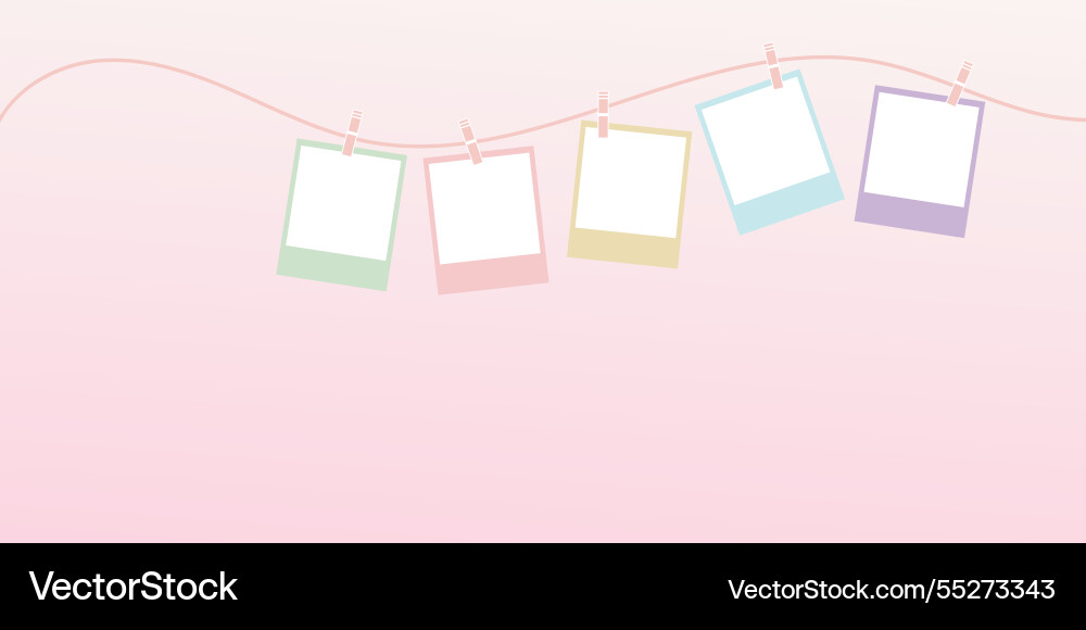 Cute picture frame son a wire concept pastel Vector Image