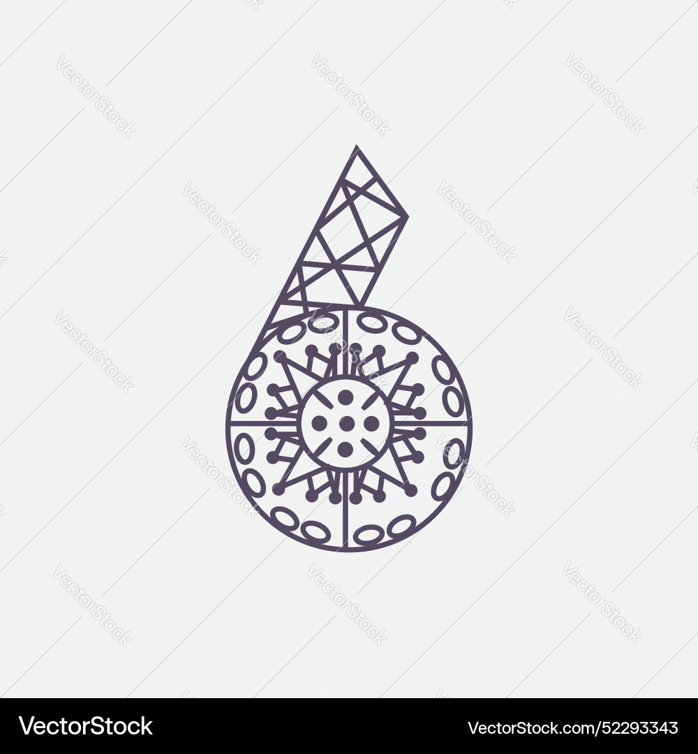 Decorative number six outline design Royalty Free Vector