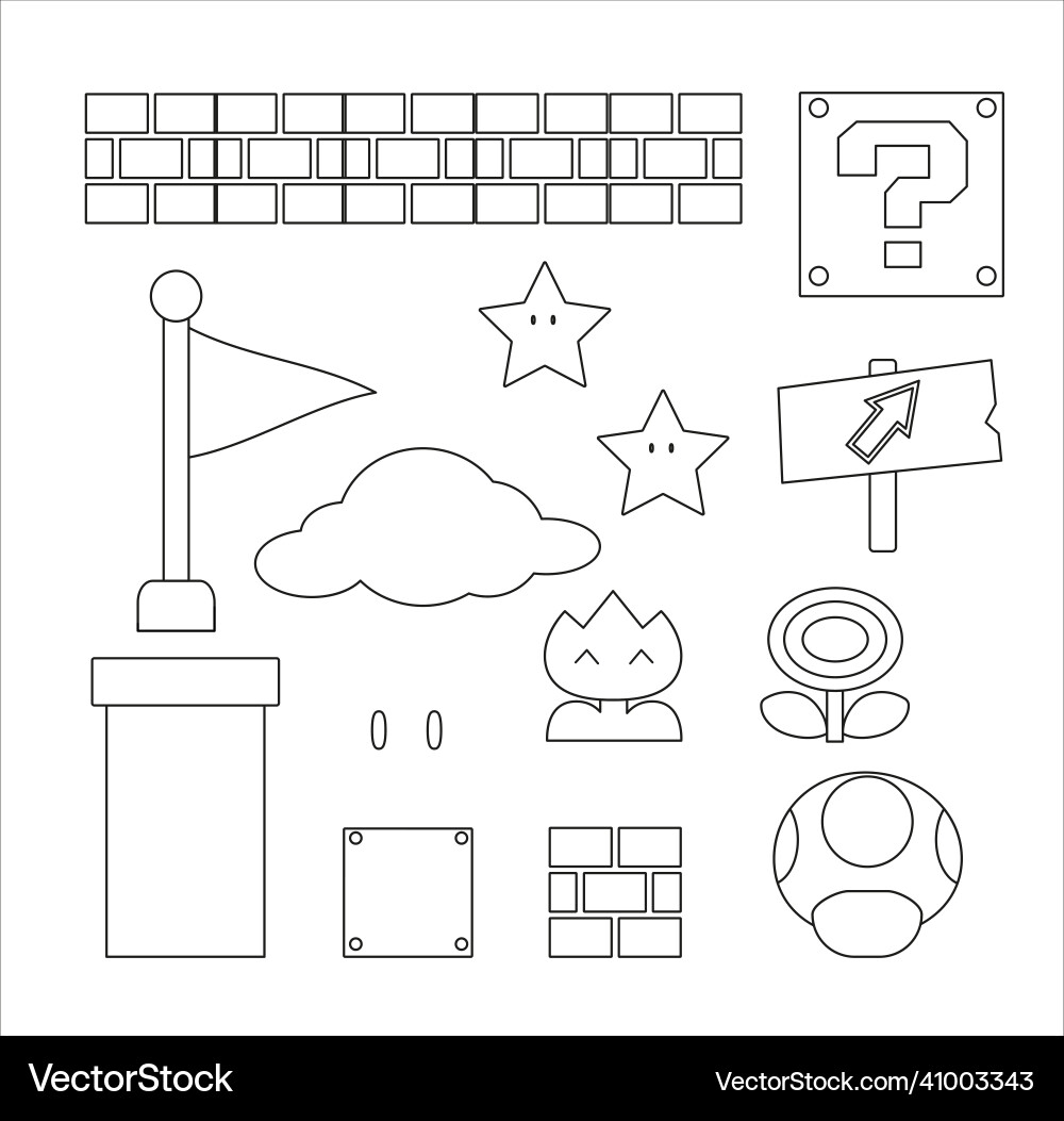 Flat birthday invitation with super mario Vector Image