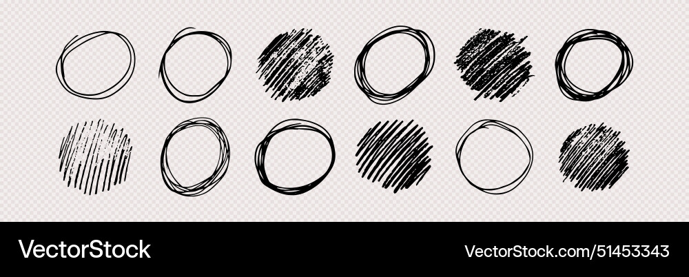 Hand drawn scribble circles Royalty Free Vector Image