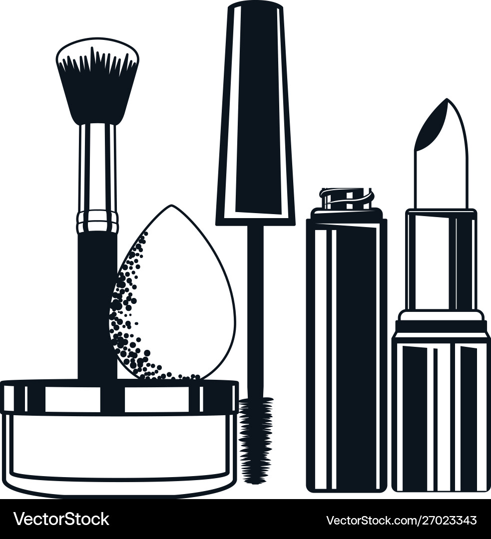 Set applicators make up brushes and cosmetics Vector Image