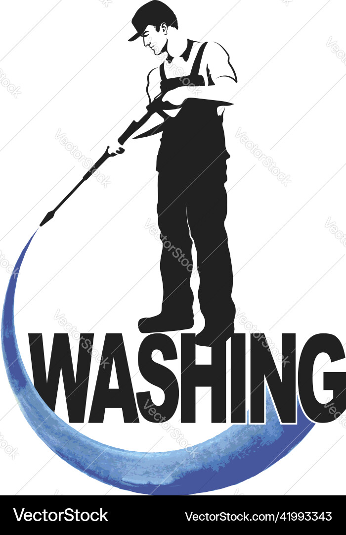 Washer with tool in hand symbol Royalty Free Vector Image