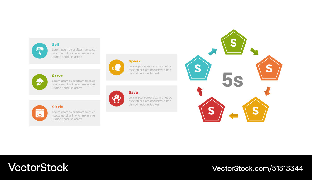5s model marketing infographics template diagram Vector Image