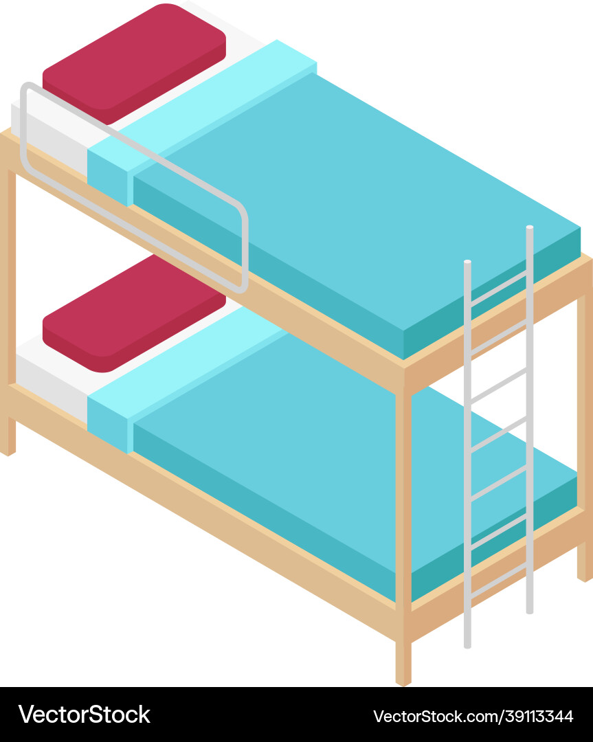 Bunk bed isometric composition Royalty Free Vector Image