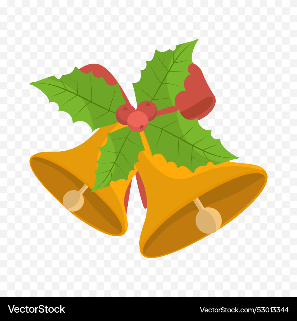 Celebration bell icon in a flat design golden Vector Image