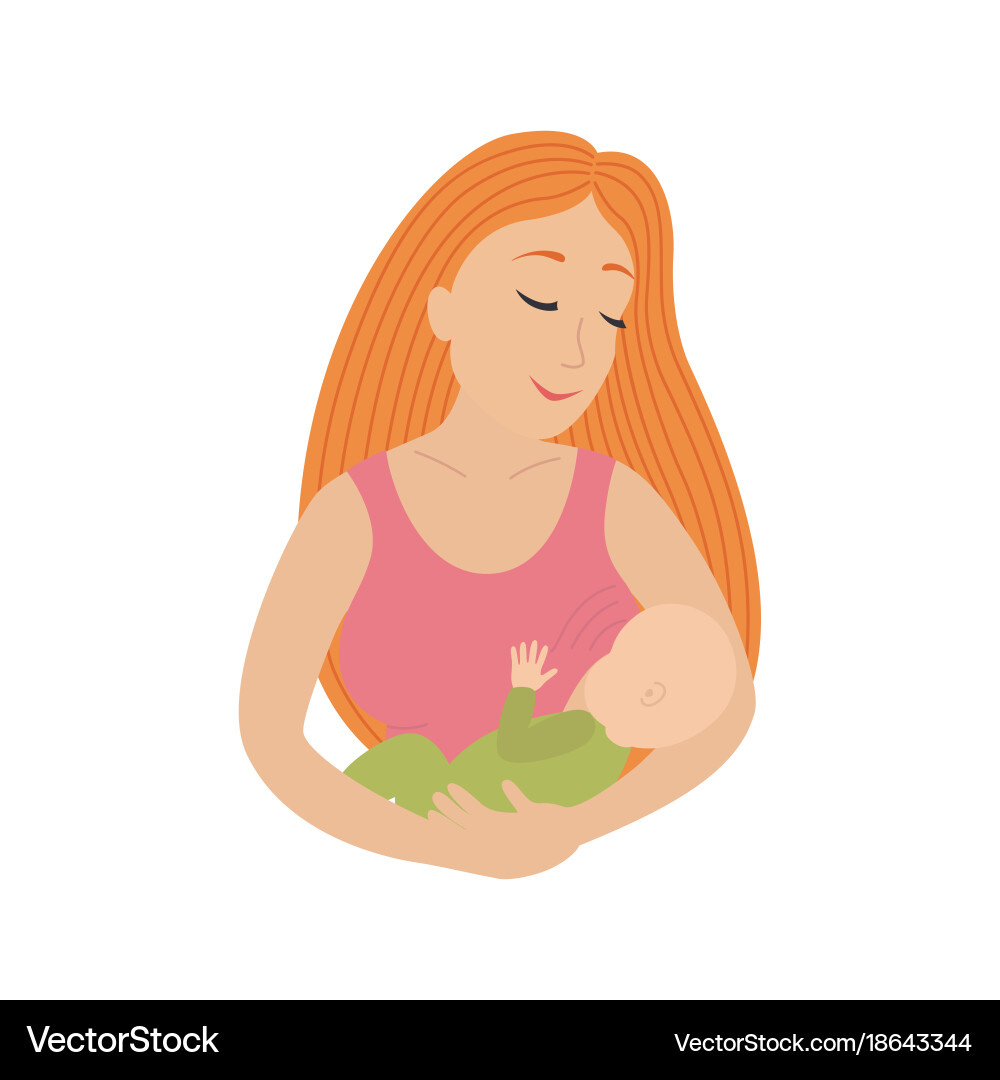 Circle icon depicting mother breastfeeding her Vector Image