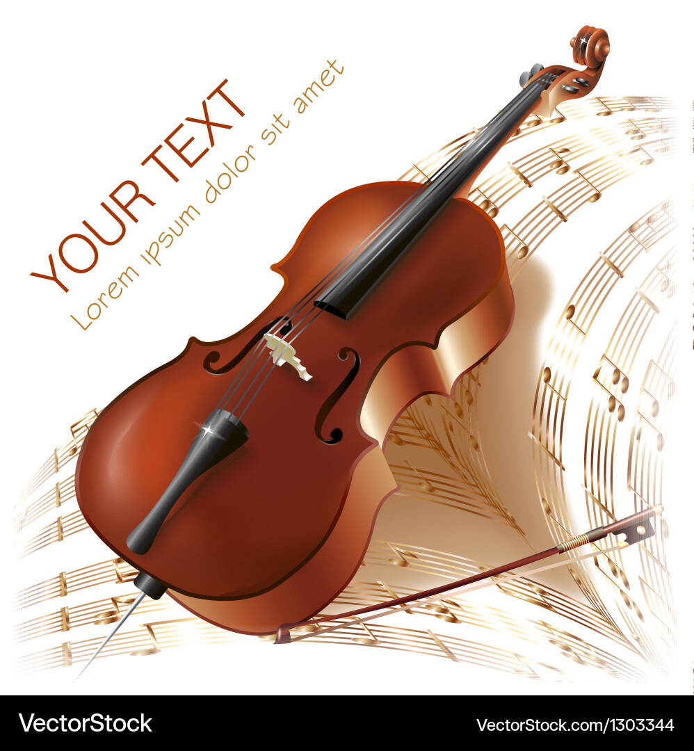 Classical cello on musical notes background Vector Image