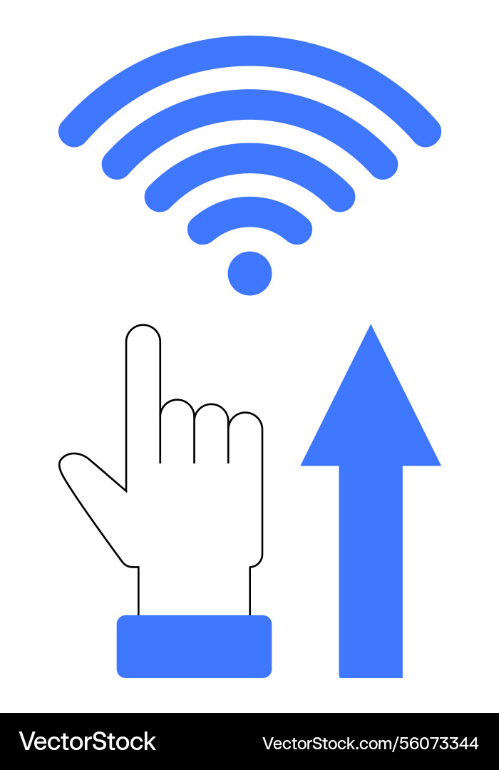 Hand gesture activating wireless connection with Vector Image