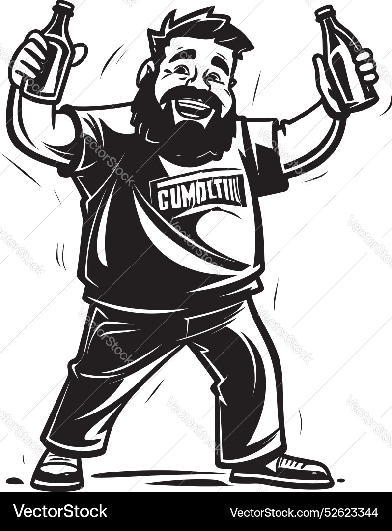 Intoxipassion logo with a drunken man expressing Vector Image