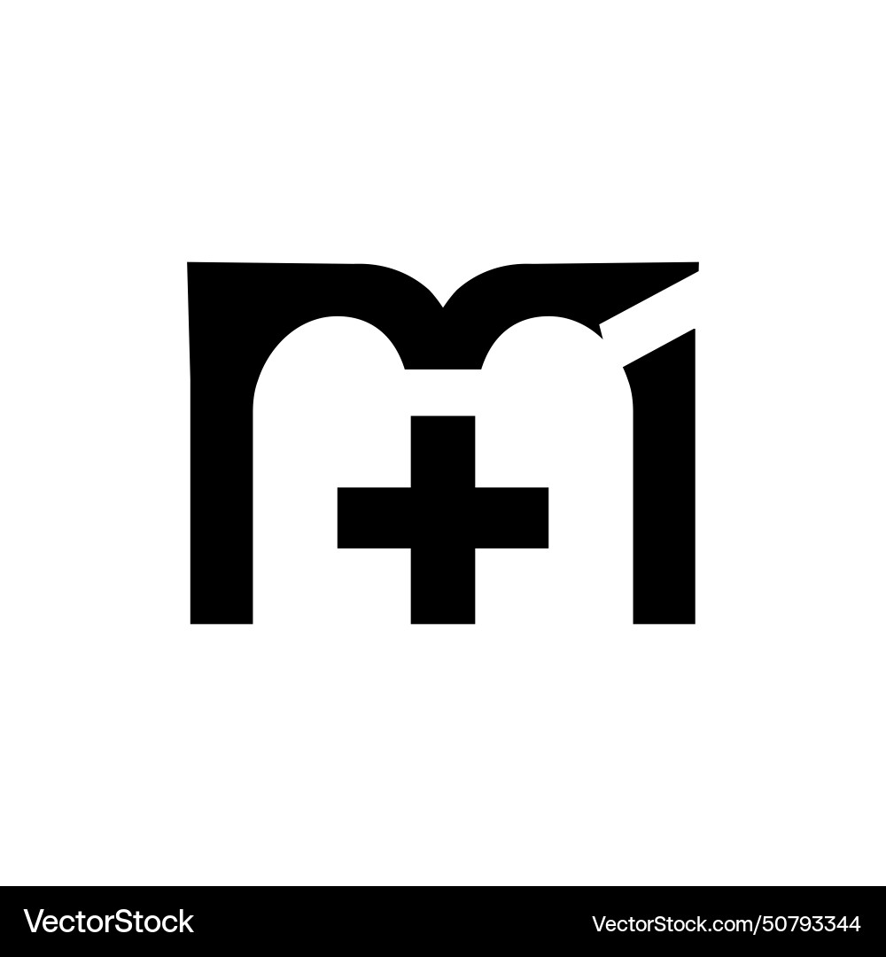 Letter m cross plus medical logo Royalty Free Vector Image