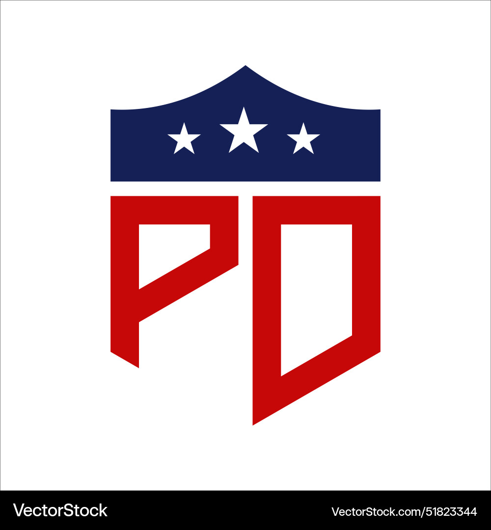 Patriotic pd logo design letter Royalty Free Vector Image
