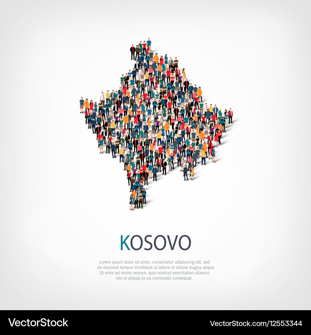 People Map Country Kosovo Royalty Free Vector Image