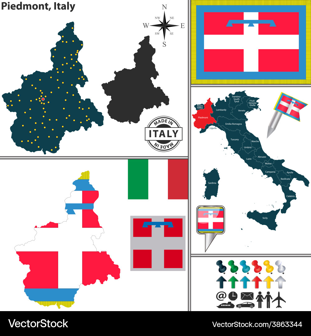 Piedmont Regional Map Royalty Free Vector Image