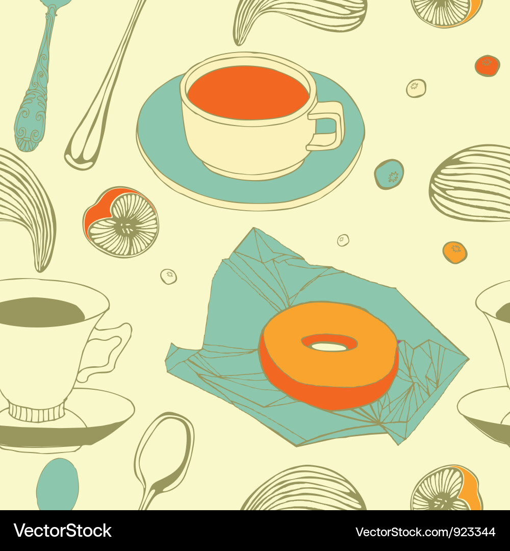 Retro Tea Pattern Royalty Free Vector Image - VectorStock