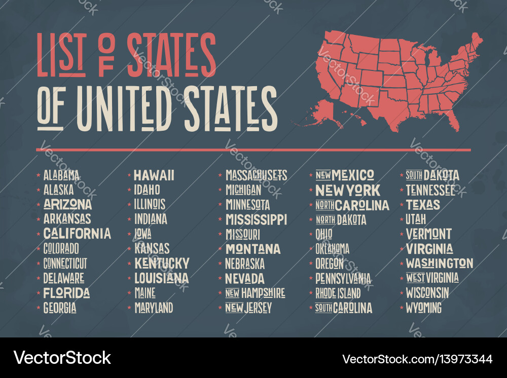 United States States Map Royalty Free Vector Image