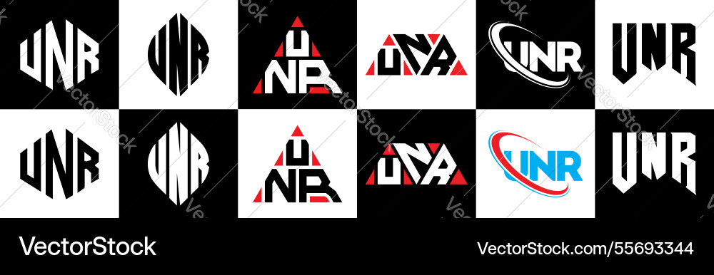 Unr letter logo design in six style polygon Vector Image