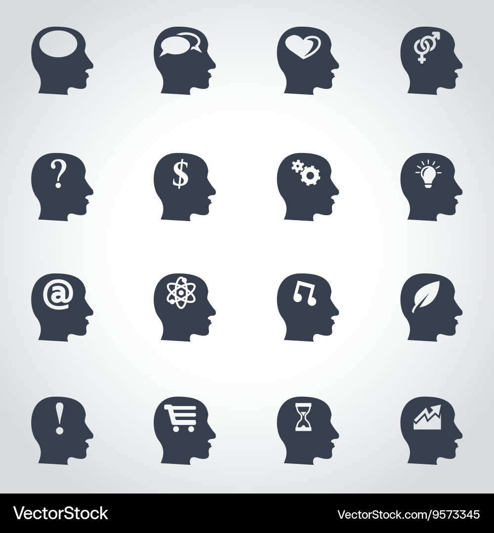 Black thoughts icon set Royalty Free Vector Image