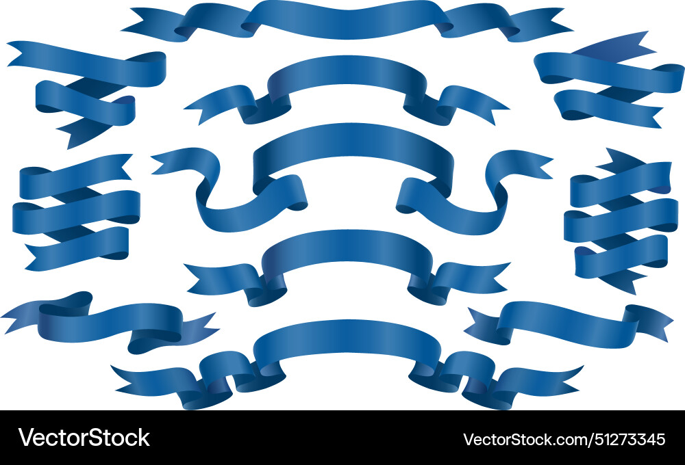 Blue ribbons set Royalty Free Vector Image - VectorStock