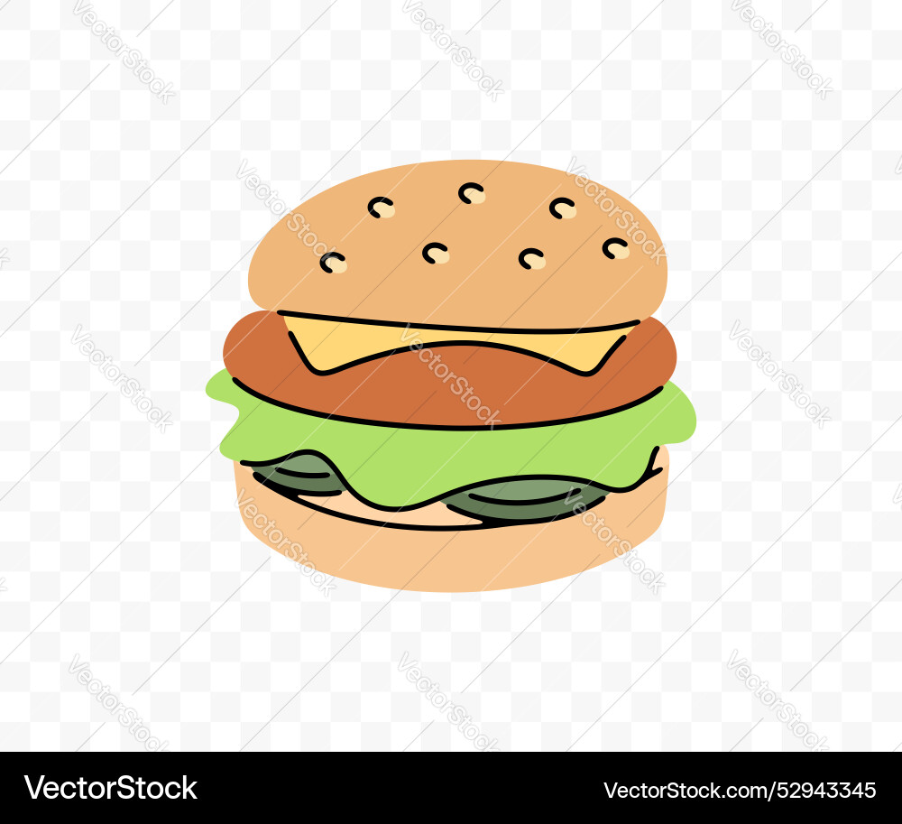 Burger hamburger or cheeseburger graphic design Vector Image