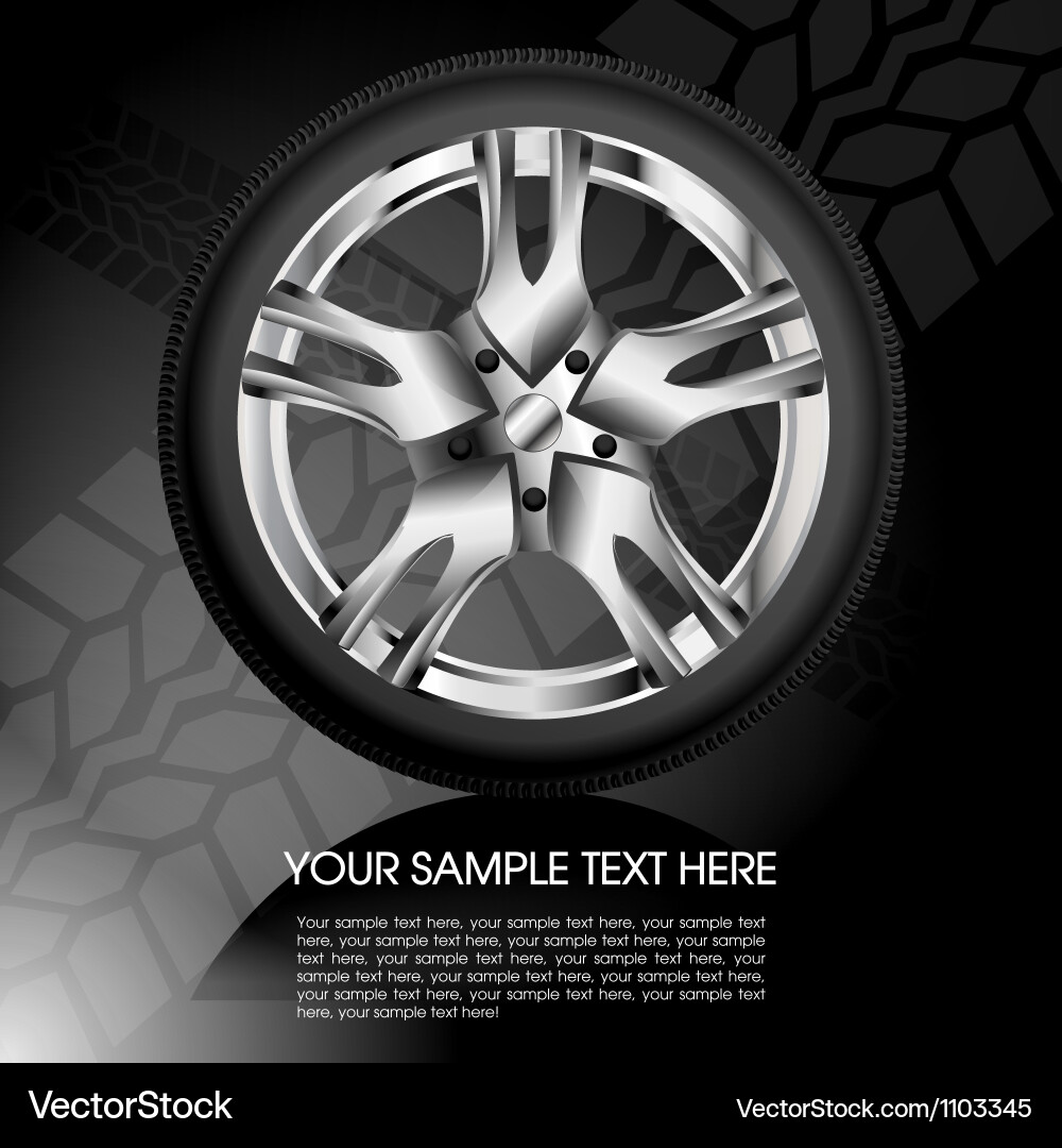 Car Wheel with Tire Tracks Royalty Free Vector Image