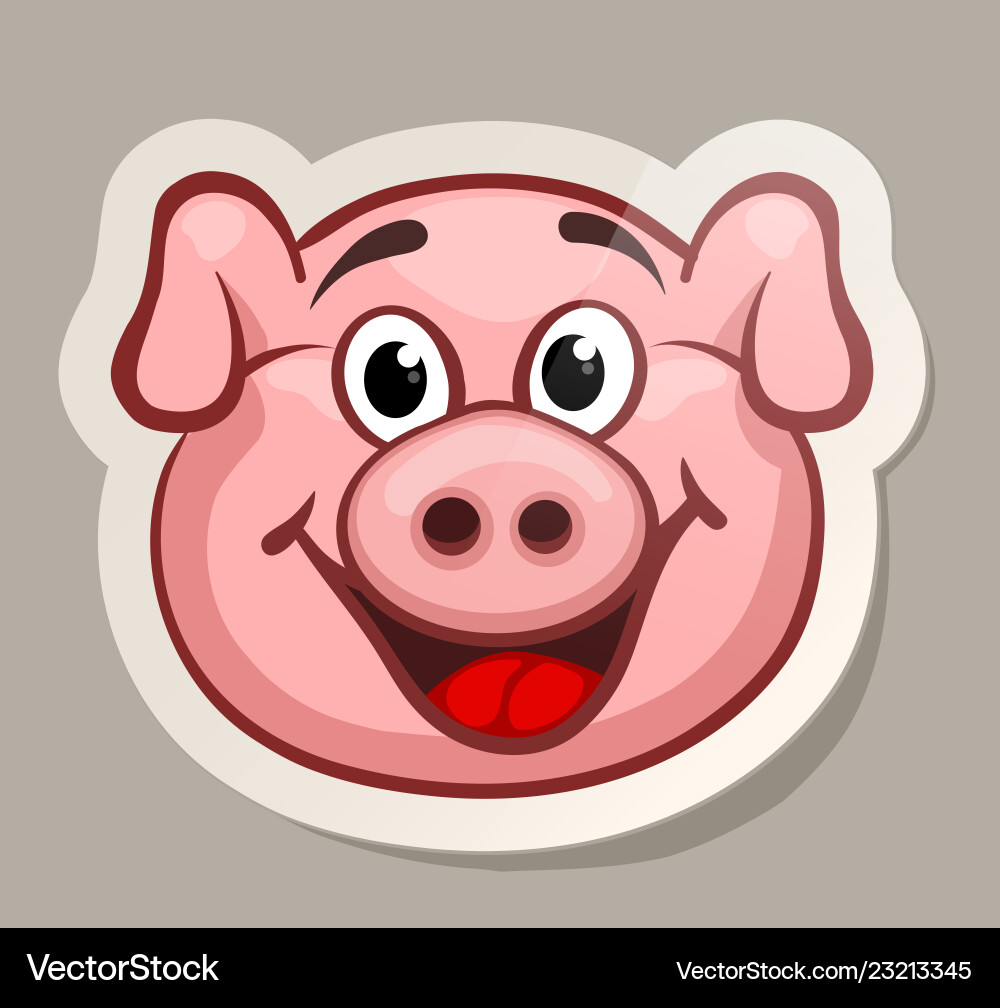 Cute Smiling Pig Sticker Royalty Free Vector Image