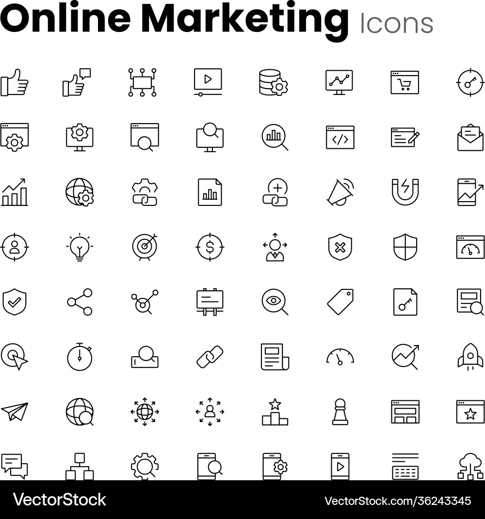 Digital Marketing Icon Set Royalty Free Vector Image